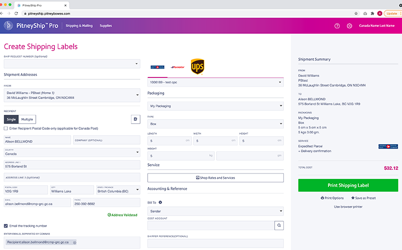 PitneyShip® Pro software for enterprise shipper, multi users | Pitney Bowes