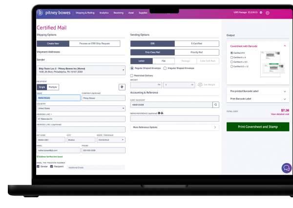Certified mail dashboard